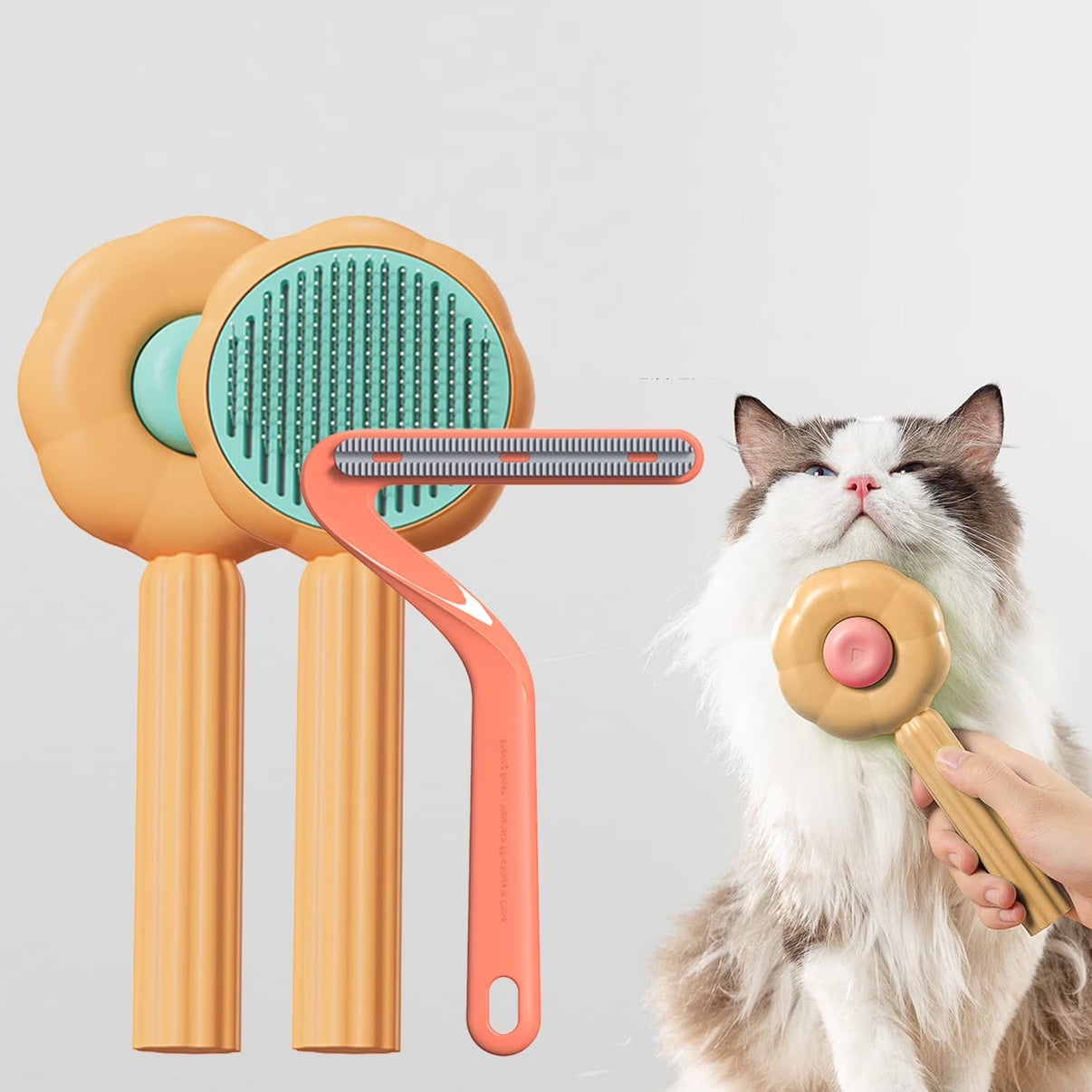 Pet Grooming Brush for Cats and Dogs Self-Cleaning Sliker Brush for Re ...
